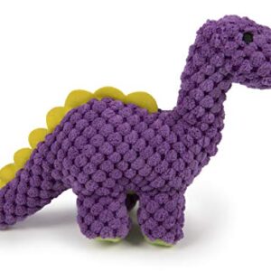 goDog Checkers Just for Me Dinos Bruto Squeaky Plush Dog Toy, Chew Guard Technology - Purple, Mini