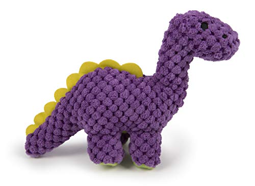 goDog Checkers Just for Me Dinos Bruto Squeaky Plush Dog Toy, Chew Guard Technology - Purple, Mini