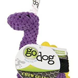 goDog Checkers Just for Me Dinos Bruto Squeaky Plush Dog Toy, Chew Guard Technology - Purple, Mini