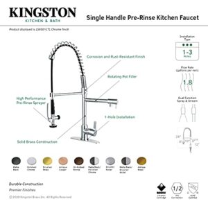 Kingston Brass LS8500CTL Continental Pre-Rinse Kitchen Faucet, Matte Black