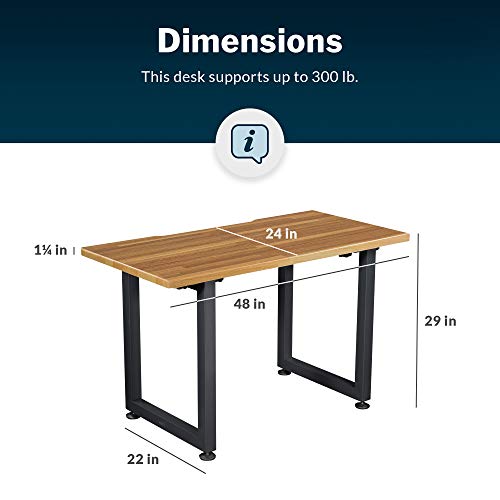 Vari Table 48X24 - Computer Desk with Durable Finish & Built-in Cable Management Tray - Modern Computer Furniture Table for Work or Home Office - Stand-Alone Workstation or Side Table (Butcher Block)