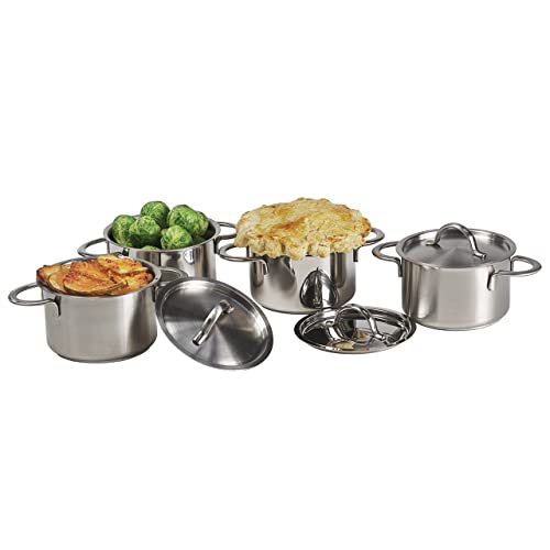 G.E.T. 4-80999 Stainless Steel Stainless Steel Mini Stock Pot with Lid Stainless Steel Specialty Servingware Collection