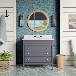 eleanor 36-inch bathroom vanity (quartz/marine gray): includes marine gray cabinet with stunning quartz countertop and white ceramic sink