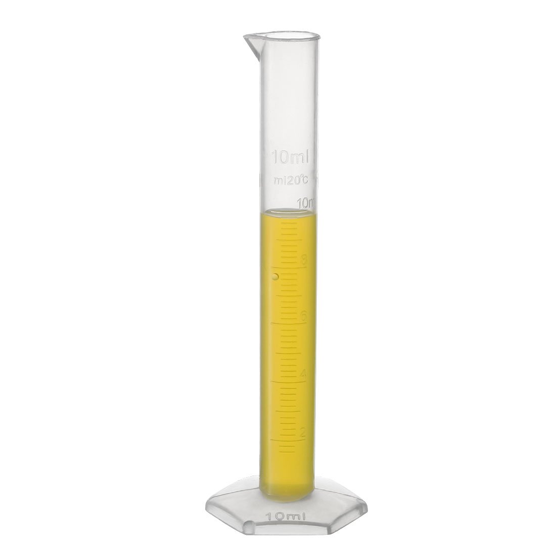 uxcell Plastic Graduated Cylinder, 10ml Measuring Cylinder, Science Test Tube Beakers, Single Metric Scale, Clear Hex Base Flask for Lab Home 3pcs