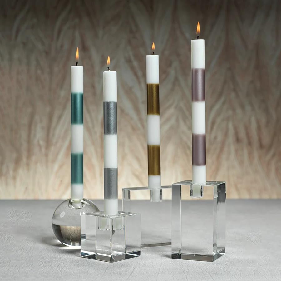 Zodax | Modern & Festive Formal Taper Candles | 10" | Set of 6 | Black & White