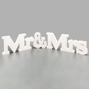 mr & mrs wedding sign for table decoration photo props,party table,top dinner,rustic wedding decorations (white)