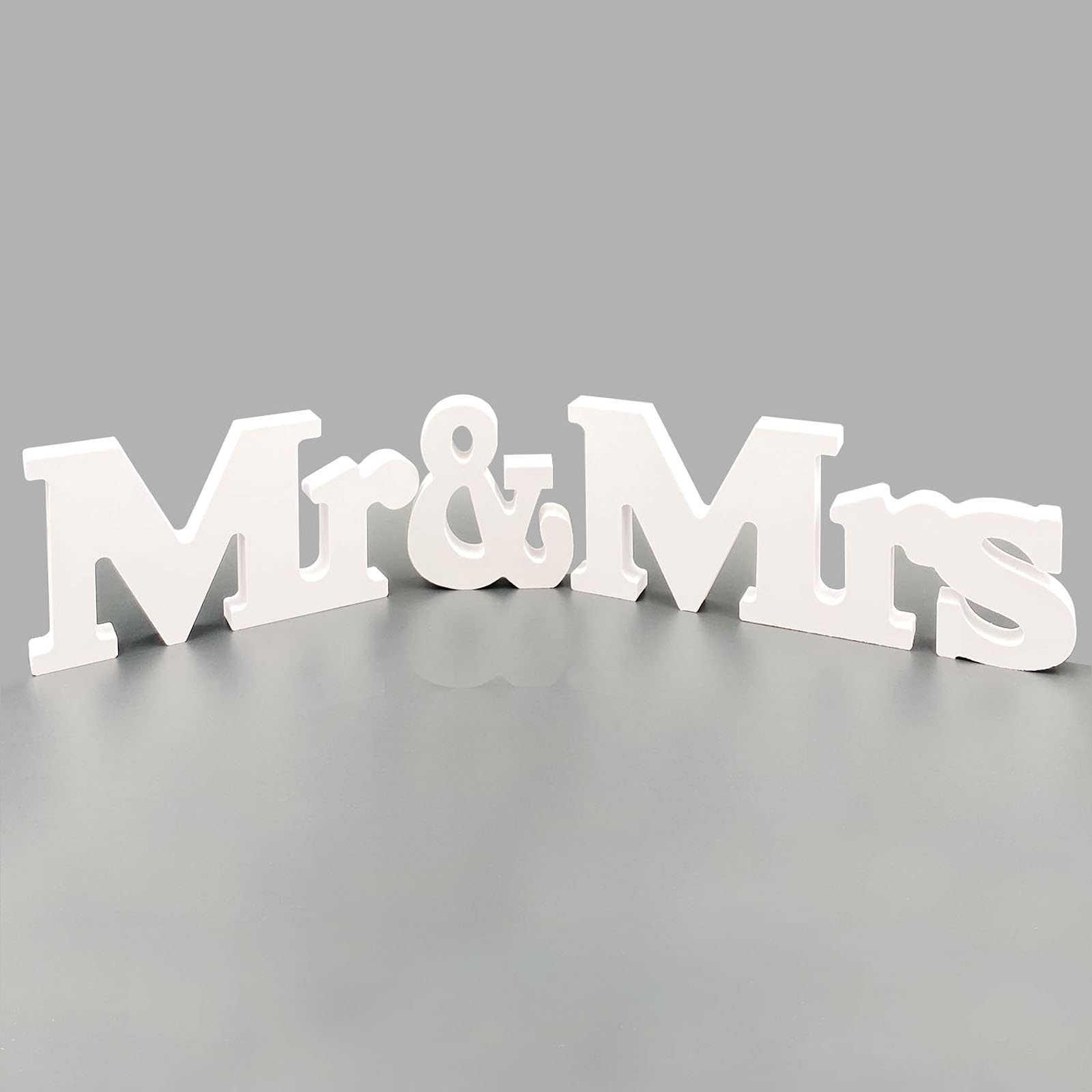 Mr & Mrs Wedding Sign for Table Decoration Photo Props,Party Table,Top Dinner,Rustic Wedding Decorations (White)