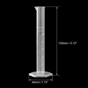 uxcell Plastic Graduated Cylinder, 10ml Measuring Cylinder, Science Test Tube Beakers, Single Metric Scale, Clear Hex Base Flask for Lab Home 3pcs