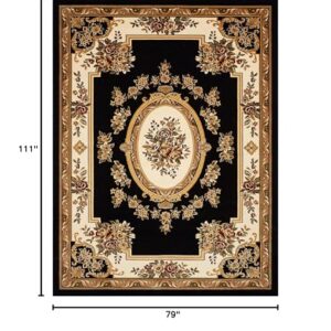 Well Woven Timeless Le Petit Palais Traditional Medallion Black Area Rug 6'7" x 9'3"