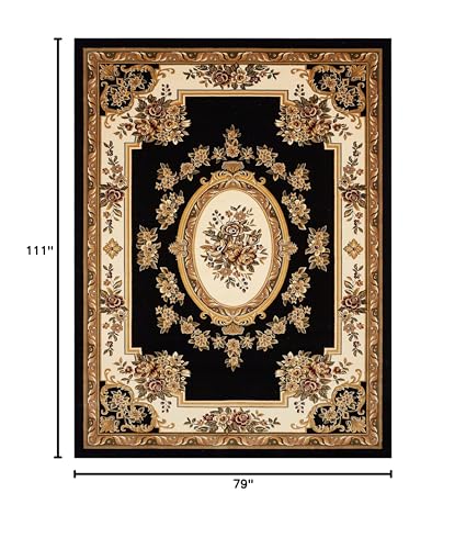 Well Woven Timeless Le Petit Palais Traditional Medallion Black Area Rug 6'7" x 9'3"