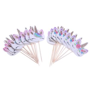 ccinee 48pcs rainbow unicorn cupcake toppers picks double-sided paper unicorn cake toppers for birthday party dessert decoration