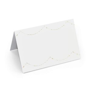 azaza 50 pcs place cards with gold foil - table tent cards seating place cards for weddings banquets dinner parties 2.5" x 3.75" (elegance - gold)