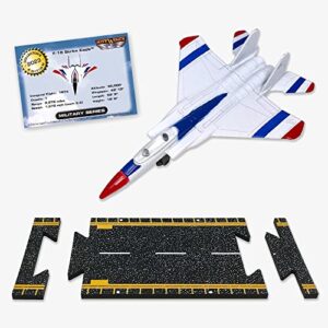 hot wings f-15 eagle (red, white blue) with connectible runway die cast plane