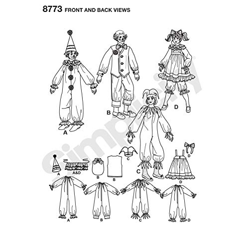 Simplicity 8773 Adult Clown Costume Sewing Pattern, Sizes XS-XL