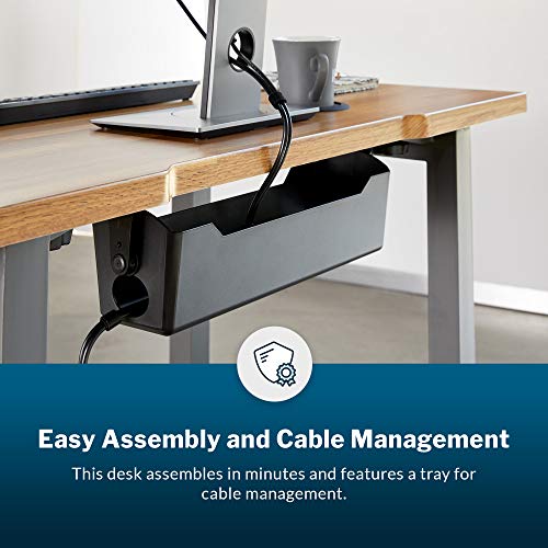 Vari Table 48X24 - Computer Desk with Durable Finish & Built-in Cable Management Tray - Modern Computer Furniture Table for Work or Home Office - Stand-Alone Workstation or Side Table (Butcher Block)