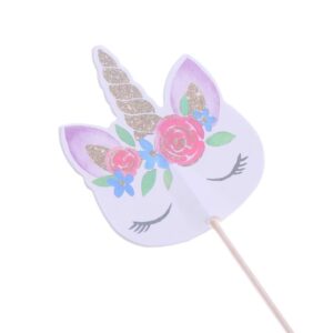 CCINEE 48pcs Rainbow Unicorn Cupcake Toppers Picks Double-Sided Paper Unicorn Cake Toppers for Birthday Party Dessert Decoration