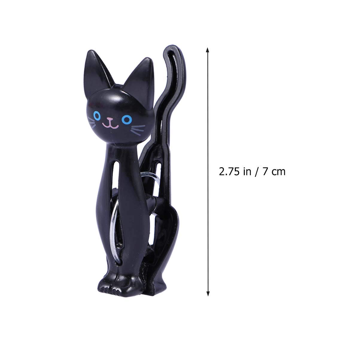 VORCOOL 4Pcs Clothes Pins Cartoon Cat Laundry Hangers Creative Pegs Clamps Photo Bag Towel Laundry Clips Household Sealing Clips (Black)