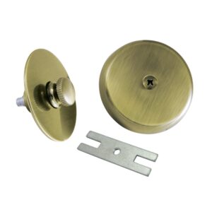 kingston brass dtl5303a3 tub drain stopper with overflow plate replacement trim kit, antique brass