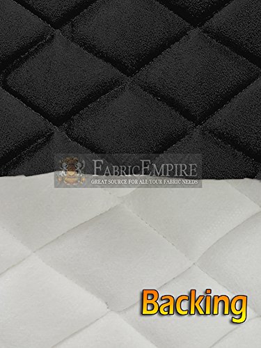 Micro Fiber Passion Suede Fabric Diamond 2" x 3" Quilted Foam Backing Upholstery 52" Wide Sold by The Yard (Black)