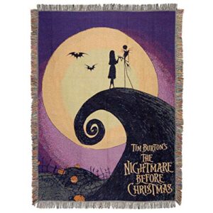 disney's nightmare before christmas, "linework poster" woven tapestry throw blanket, 48" x 60", multi color