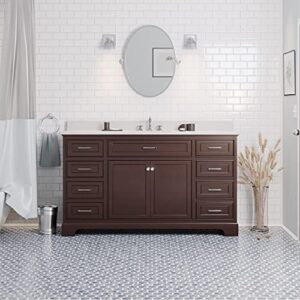 kitchen bath collection aria 60-inch single bathroom vanity (quartz/chocolate): includes chocolate cabinet with stunning quartz countertop and white ceramic sink