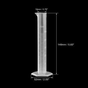 uxcell Plastic Graduated Cylinder, 25ml Measuring Cylinder, Science Test Tube Beakers, Single Metric Scale, Clear Hex Base Flask for Lab Home 2pcs