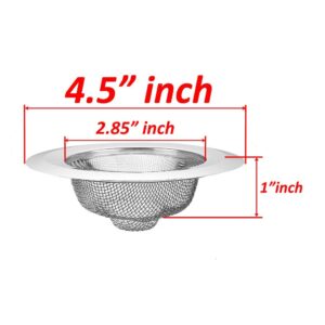 Wideskall 4.5" Stainless Steel Large Wide Rim Sink Strainer for Kitchen Drain Strainer (Pack of 5)