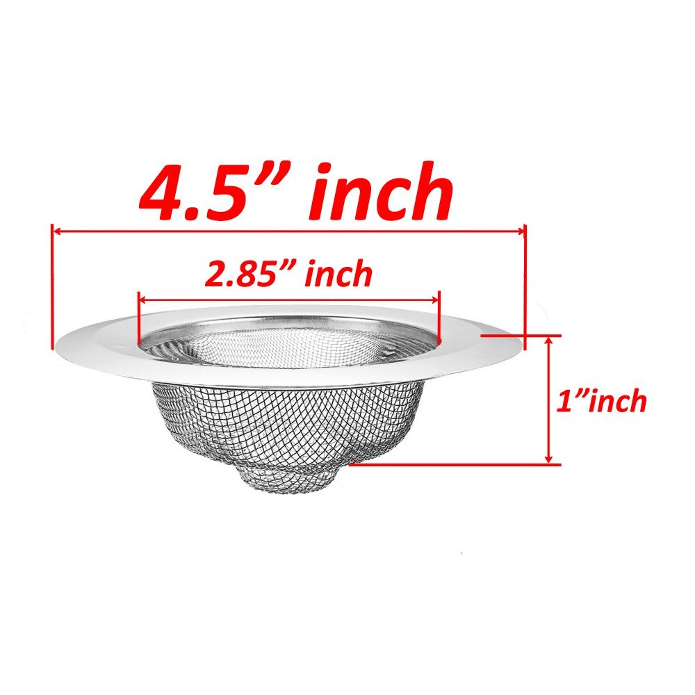 Wideskall 4.5" Stainless Steel Large Wide Rim Sink Strainer for Kitchen Drain Strainer (Pack of 5)