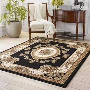 Well Woven Timeless Le Petit Palais Traditional Medallion Black Area Rug 6'7" x 9'3"