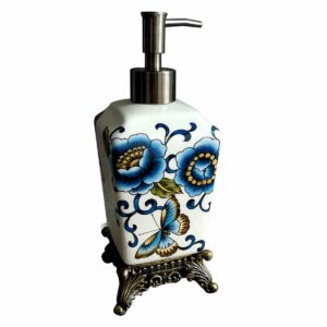 kelake ceramic soap dispenser - 12 oz ice crack ceramic liquid hand soap dispenser with removable pump, refillable modern classical palace style dish soap dispenser for bathroom and kitchen