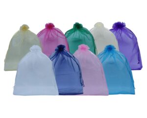 ankirol 50pcs sheer organza favor bags 12 x 16 inch extra large organza drawstring bags 10 colors (mix)