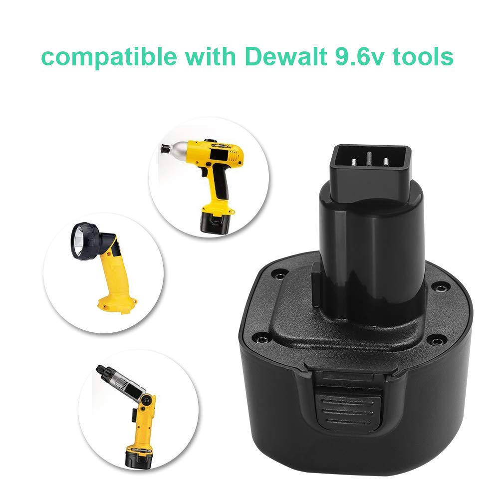 2 Pack 3.6Ah Ni-MH for Dewalt 9.6 Volt Battery DW9062 Dw9061 DW926 DC750KA DW955K DW955 DW926K-2 DW926K DW902 DW050 DE9062 DE9061 DE9036 DW955K-2 DW050K Replacement for Dewalt 9.6v Battery