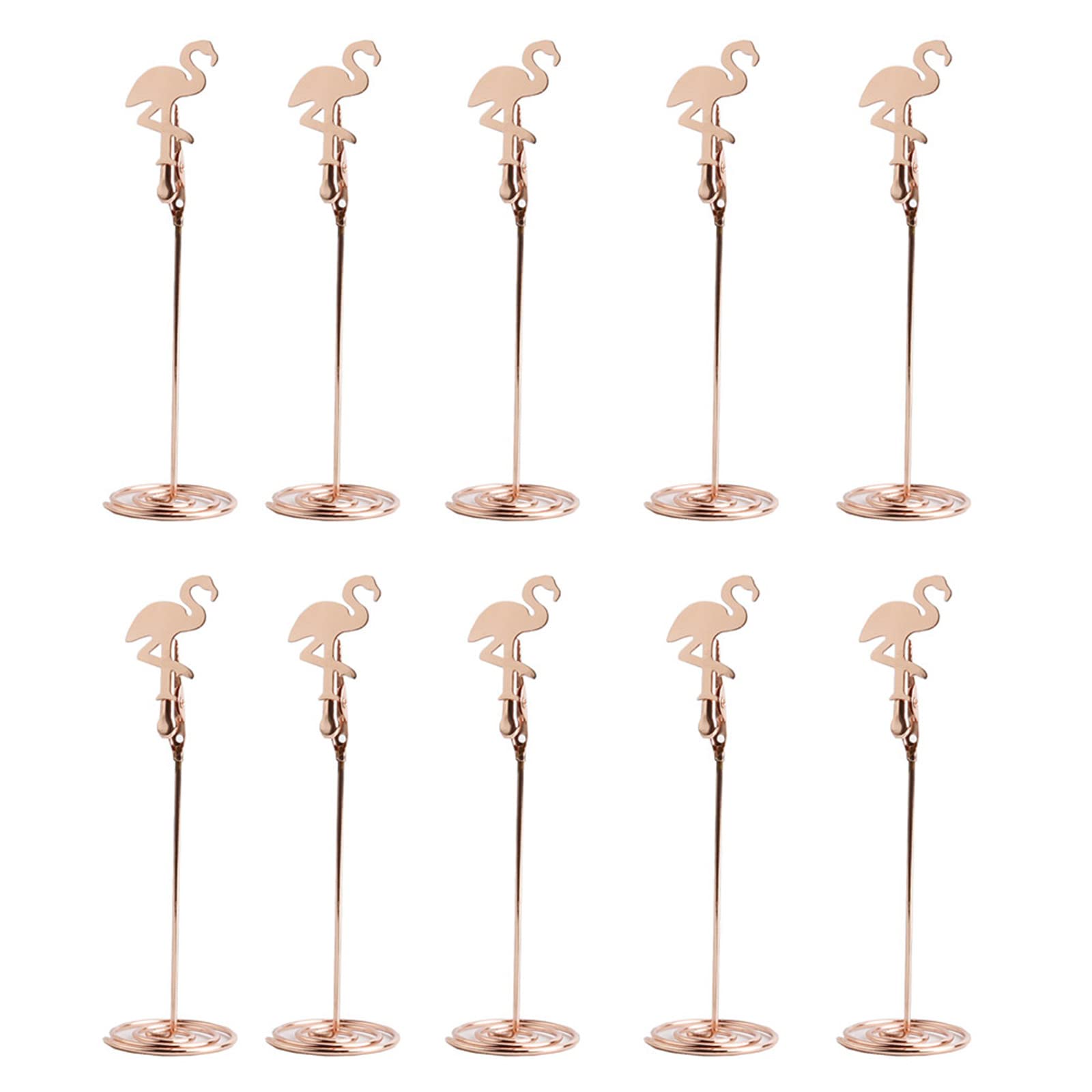 KIPETTO 10PCS Table Number Holder Name Place Card Holder with Flamingo Menu Memo Clips for Wedding Party Favors, Rosegold