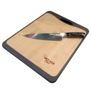 dry age chef german stainless steel chef/butcher knife & hybrid cutting board combo