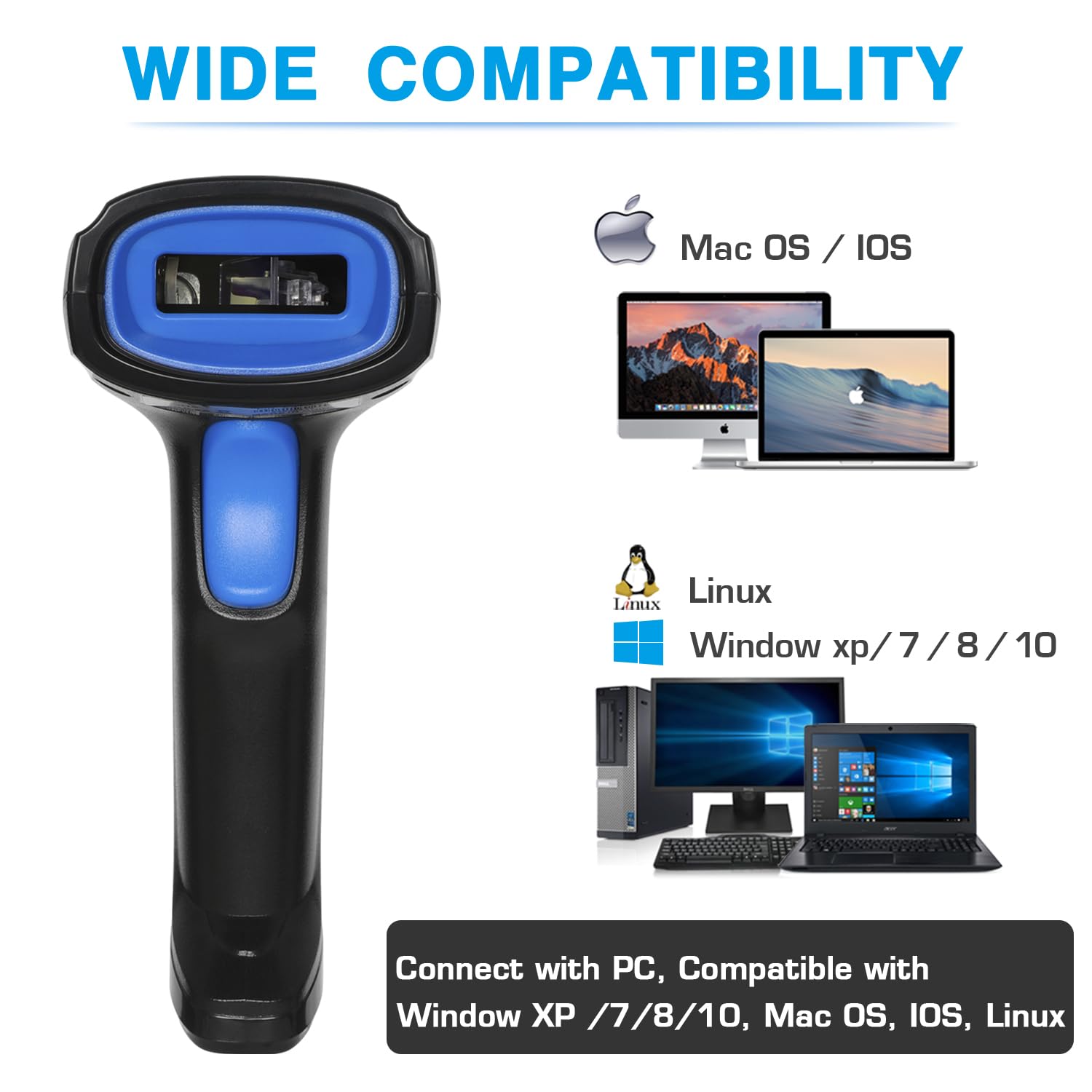 Esup Barcode Scanner USB Barcode Scanner Wired Handheld Laser Barcode Reader (USB Barcode Scanner)