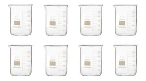 labnique borosilicate 3.3 glass griffin beaker, low form with printed graduation, double boxed, 250ml (pack of 8)