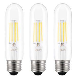 asoko edison bulb, t10 daylight 4000k led tubular 4w dimmable tube vintage bulbs 40 watt equivalent,e26 base(3-pack)