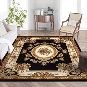 well woven timeless le petit palais traditional medallion black area rug 6'7" x 9'3"