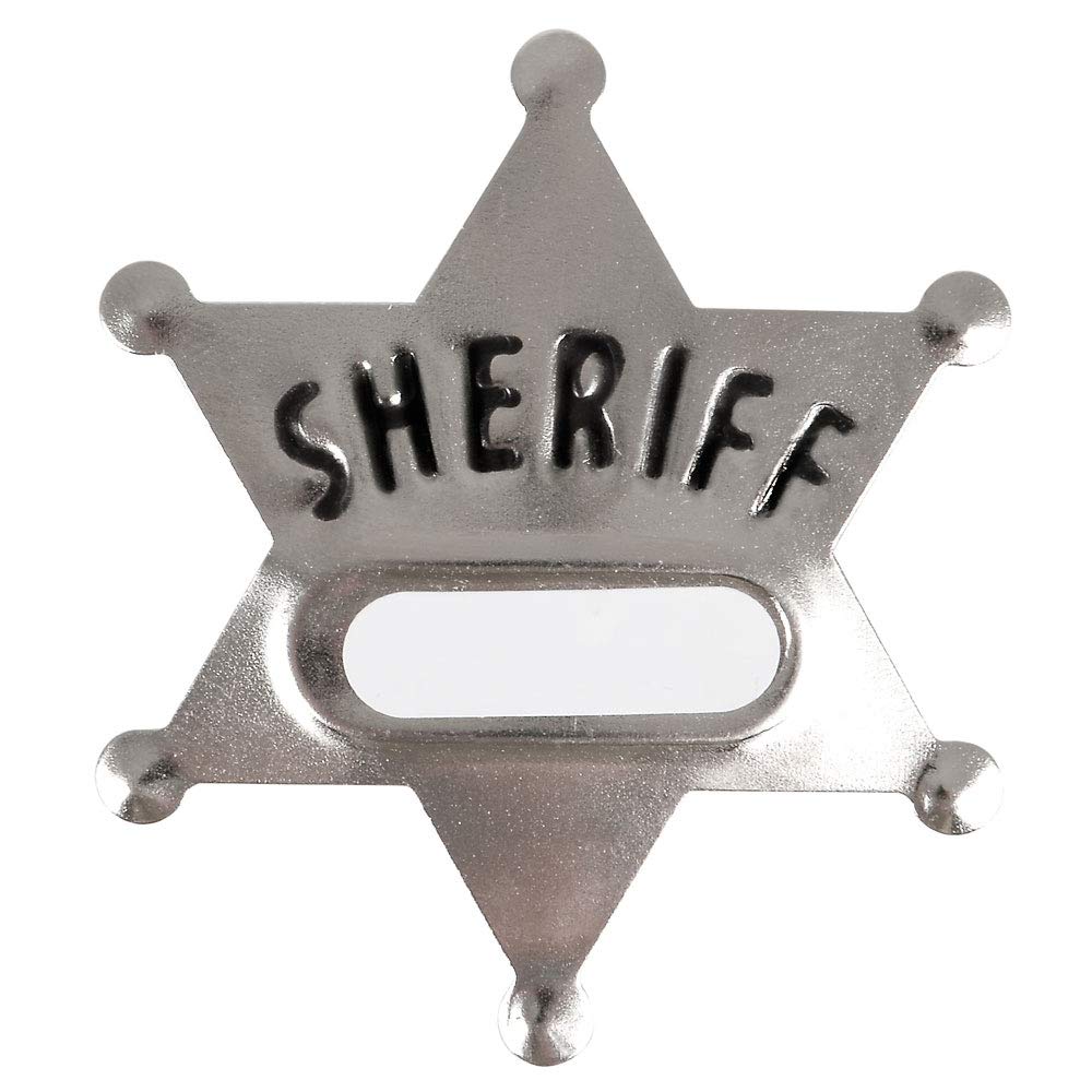 Metal Sheriff Badges - (Pack of 24) Silver Star Name Badges with Stickers for Personalized Names, Western Cowboy Dress Up Deputy's Badge Toys for Kids Birthday Party Favors, Giveaways & More