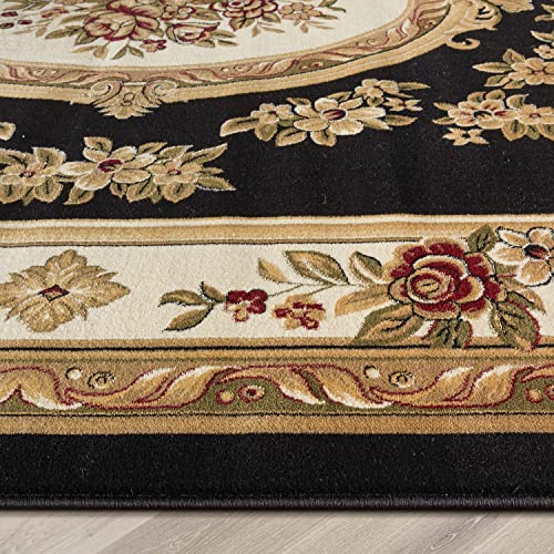 Well Woven Timeless Le Petit Palais Traditional Medallion Black Area Rug 6'7" x 9'3"