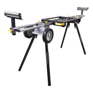 Deluxe Heavy Duty Rolling Miter Saw Stand with 8 in Wheels 330 Lbs Load Capacity Black and Grey Single Pack WK-MS029E-2