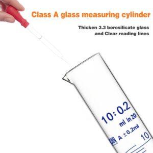 Thick Glass Graduated Cylinder Measuring Liquid Lab Hexagon Base Cylinders Come with One Glass dropper (glass, 5ML)