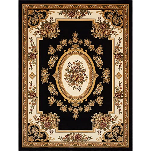 Well Woven Timeless Le Petit Palais Traditional Medallion Black Area Rug 6'7" x 9'3"