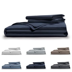 Pillow Guy Classic Cool & Crisp 100% Cotton Percale Duvet Cover Set - Dark Navy - King/California King