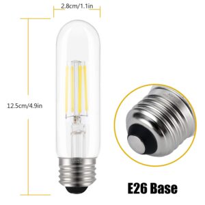 ASOKO Edison Bulb, T10 Daylight 4000K LED Tubular 4W Dimmable Tube Vintage Bulbs 40 Watt Equivalent,E26 Base(3-Pack)