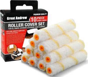 great andrew 10 pack 6 inch paint rollers for all paints, 1/2" nap acrylic paint roller covers, paint roller set for painting walls house, 6" paint roller refills