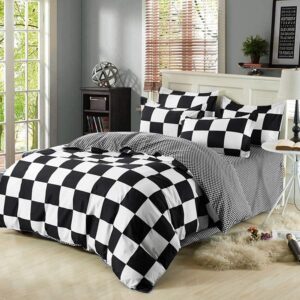 nokolulu farmhouse buffalo check gingham simple geometric square pattern bedding set modern and fashionable plaid anti allergy duvet cover with sham set for home (grid, twin(68"×90"))