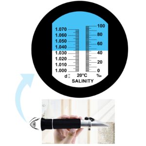 Gain Express Dual Scale Salinity Refractometer ATC 0-100ppt (0-10%) & 1.000-1.070 Specific Gravity, Portable Meter Tester for Seawater Salt Sea Water Aquarium Brackish Reef Tank Marine