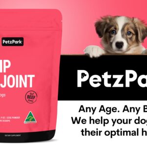 Petz Park Glucosamine for Dogs - Hip & Joint Support Powder with Chondroitin & MSM - Arthritis Pain Relief, Hip Dysplasia Treatment - 800mg Glucosamine - 90 Scoops