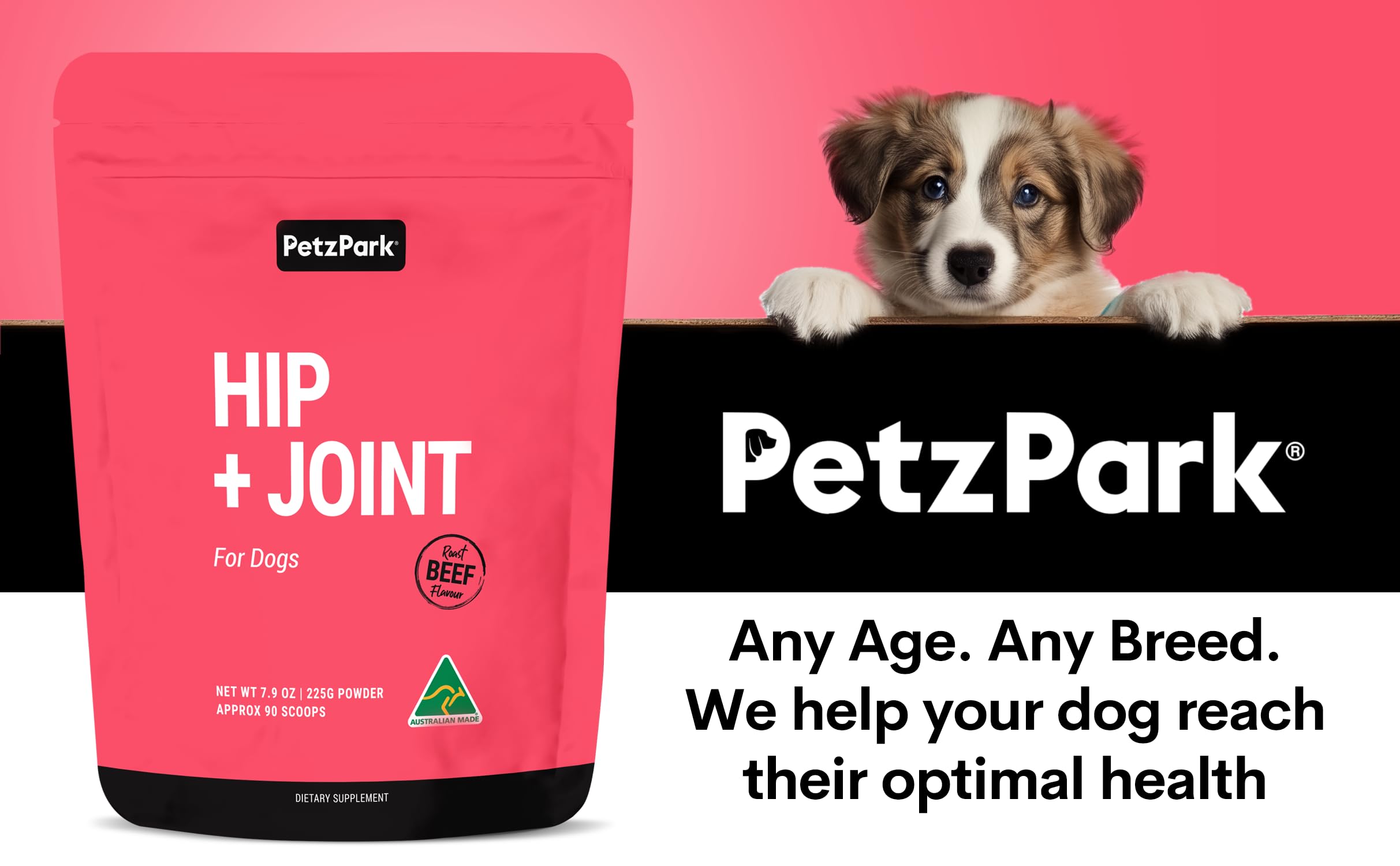 Petz Park Glucosamine for Dogs - Hip & Joint Support Powder with Chondroitin & MSM - Arthritis Pain Relief, Hip Dysplasia Treatment - 800mg Glucosamine - 90 Scoops